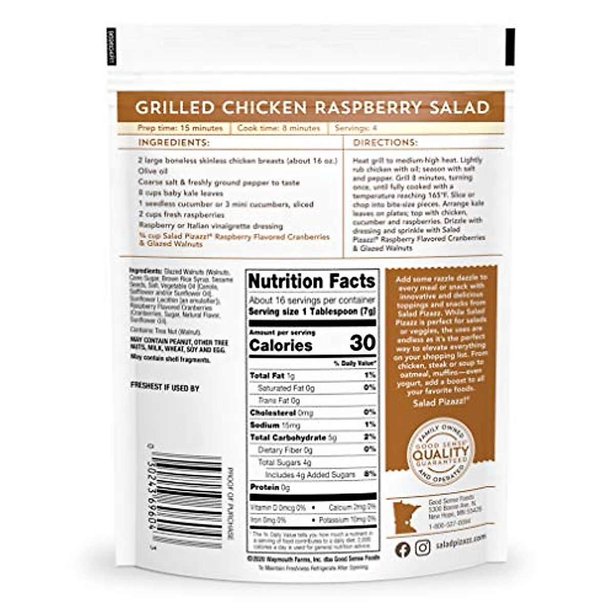 Salad Pizazz | Raspberry Cranberry Walnut Frisco | Salad Topper | Non-GMO, All-Natural, Kosher, 4 Ounce (Pack of 6)