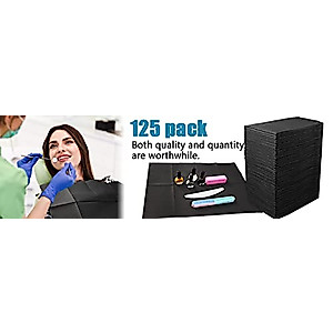 Tatmax International Disposable Black Tattoo Dental Bibs Piercing Waterproof 3-Ply Dental Napkin Tattoo Tray Table Covers