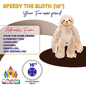 Speedy The Sloth 16-Inch Plush Toy – Soft & Cuddly Stuffed Animal, Adorable Realistic Sloth Plushie for Kids & Adults, Hugging Companion, Ideal Gift for Birthdays, Holidays & Collector
