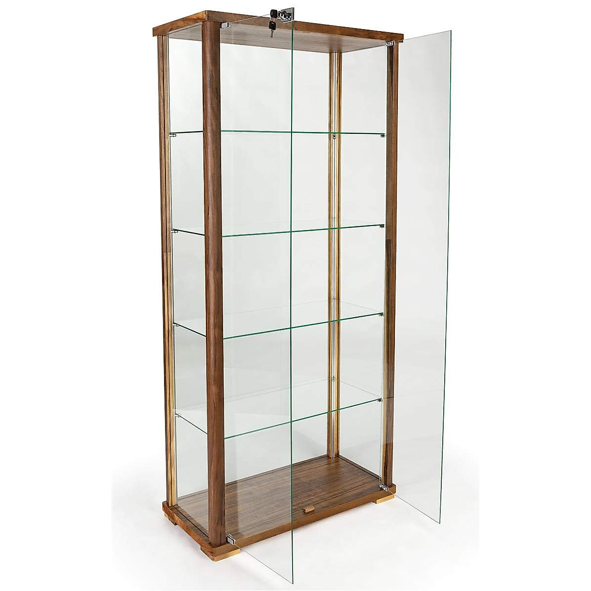 Displays2go Wood and Glass Curio Cabinet with Locking Doors – Walnut (DCKDWDWN30)