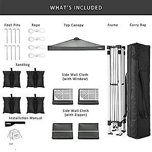 Canopy 10x10 Waterproof Pop up Canopy Tent with 4 Sidewalls, Outdoor Event Shelter Sun Shade Party Commercial Canopy with Air Vent, 4 Weight Bags, Carry Bag
