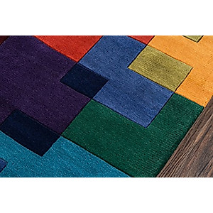 Momeni Rugs New Wave Collection, 100% Wool Hand Carved & Tufted Contemporary Area Rug, 3'6" x 5'6", Multicolor