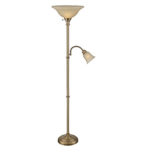 Lite Source Torchiere Lamps Ls-82550Ab Henley Torch/Reading Lamp, 17" L x 16" W x 72" H, Antique Brass