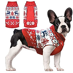 UETZLTB Dog Christmas Sweater Soft Warm Fall Winter Turtleneck Knitted Puppy Clothes Cute Reindeer Ugly Xmas Doggy Sweatshirts Vest Pet Clothing for Small Medium Large Dogs Cats Boy Girl(Red,XS)