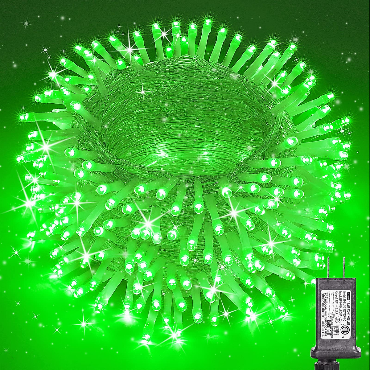 Jnaurb Decorative Light St. Patrick's Day Lights, 75 Feet 200 Led Indoor Fairy Twinkle Lights, Plug in String Light 8 Modes Waterproof for Home, Party, Holiday, St. Patrick's Day Decorations(Green)