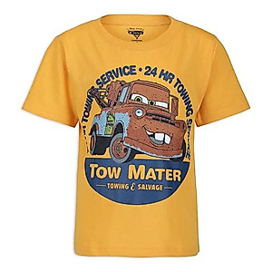 Disney Little Boys' 3 Pack Cars T-Shirts, Blue, 7