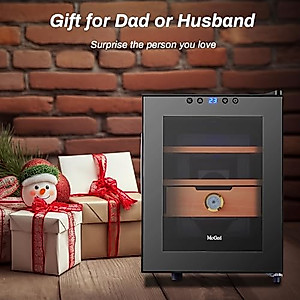 MoGed Mini Cooler 35L with Temperature and Humidity System, Made With Spanish Cedar, Full Glass Door, For Business &Gift