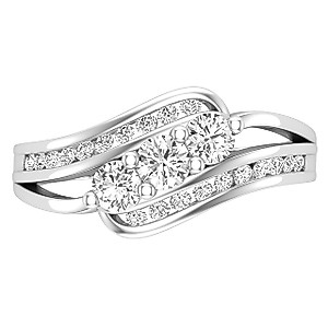 Dazzlingrock Collection 0.50 Carat (ctw) Round White Diamond Split Shank Bypass Twist Swirl Style Three Stone Engagement Ring 1/2 CT | 14K White Gold, Size 6