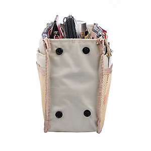 Vercord Updated Purse Handbag Organizer Insert Liner Bag in Bag 13 Pockets Milky Beige Medium