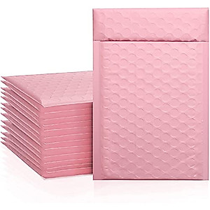 Metronic 4x8 Inch Bubble Mailer 50 Pack, Waterproof Self Seal Adhesive Shipping Bags, Cushioning Padded Envelopes for Shipping, Mailing, Packaging, Sakura Pink Bulk #000