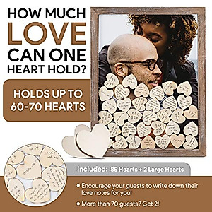 GLM Wedding Guest Book Alternative with Sign, 85 Hearts and 2 Large Hearts, Guest Book Alternatives, Alternative Guest Book Wedding Reception, Guest Sign in Wedding Decorations for Reception (Brown)