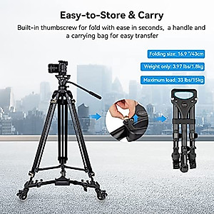 SmallRig Universal Photography Tripod Dolly, Heavy Duty with 3" Rubber Wheels, Adjustable Legs and Carry Bag, 33 lbs Capacity Tripod Wheels for Canon for Sony Cameras Camcorder Video Lighting- 3986
