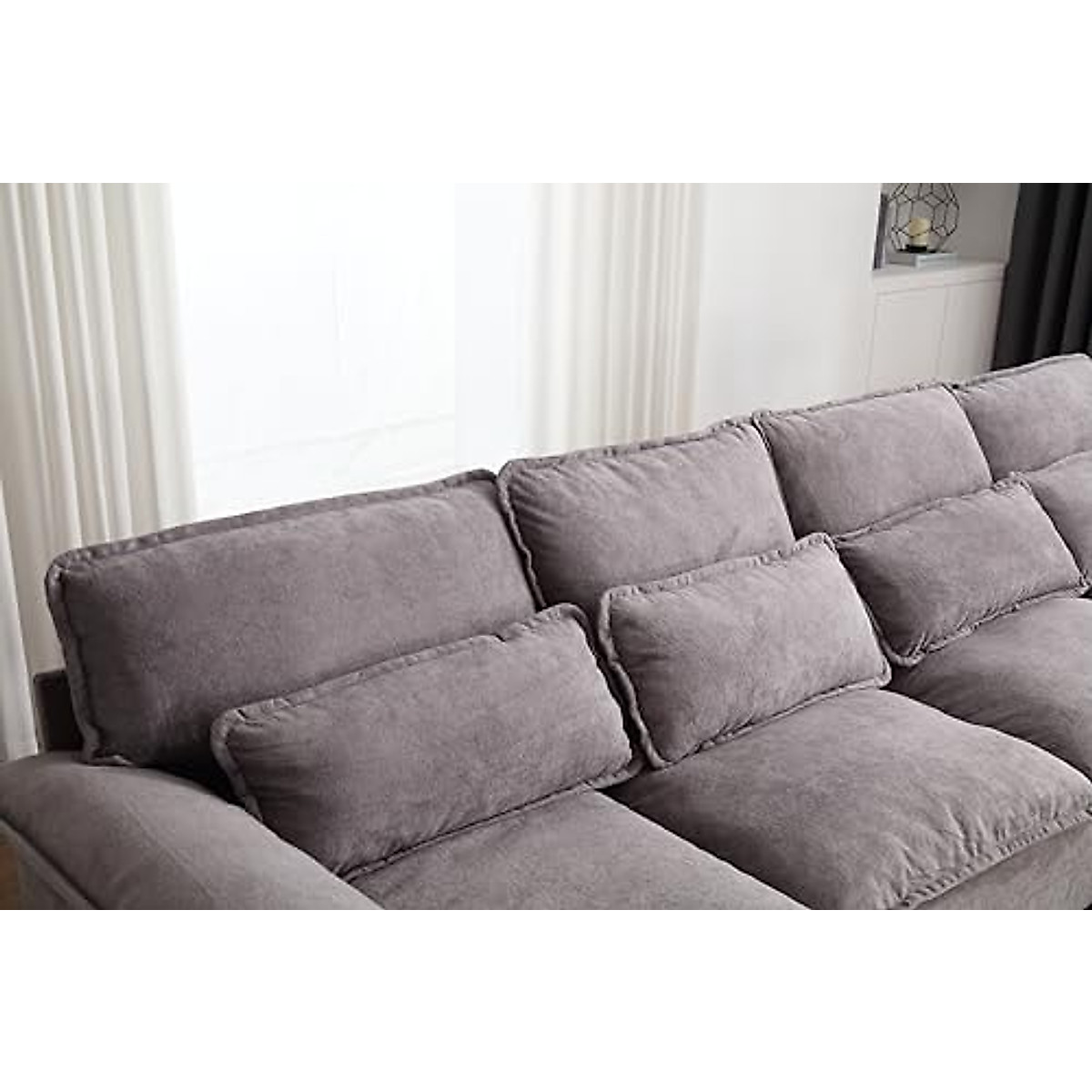 Symmetrical U Shaped Modular Sectional Sofa Cloud Couch, 6 Seater Oversized Convertible Sleeper Couch with Double Chaise & Memory Foam, Deep Seat Corner Sofa&Couches for Living Room Office