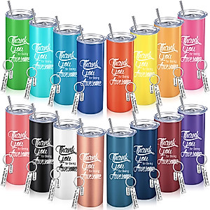 Geosar Thank You Gift for Women Men 20 oz Inspirational Tumblers with Keychains, Appreciation Tumblers, Team Motivational Encouragement Employees Gift for Coworker Friend(Multicolor, 16 Pcs)