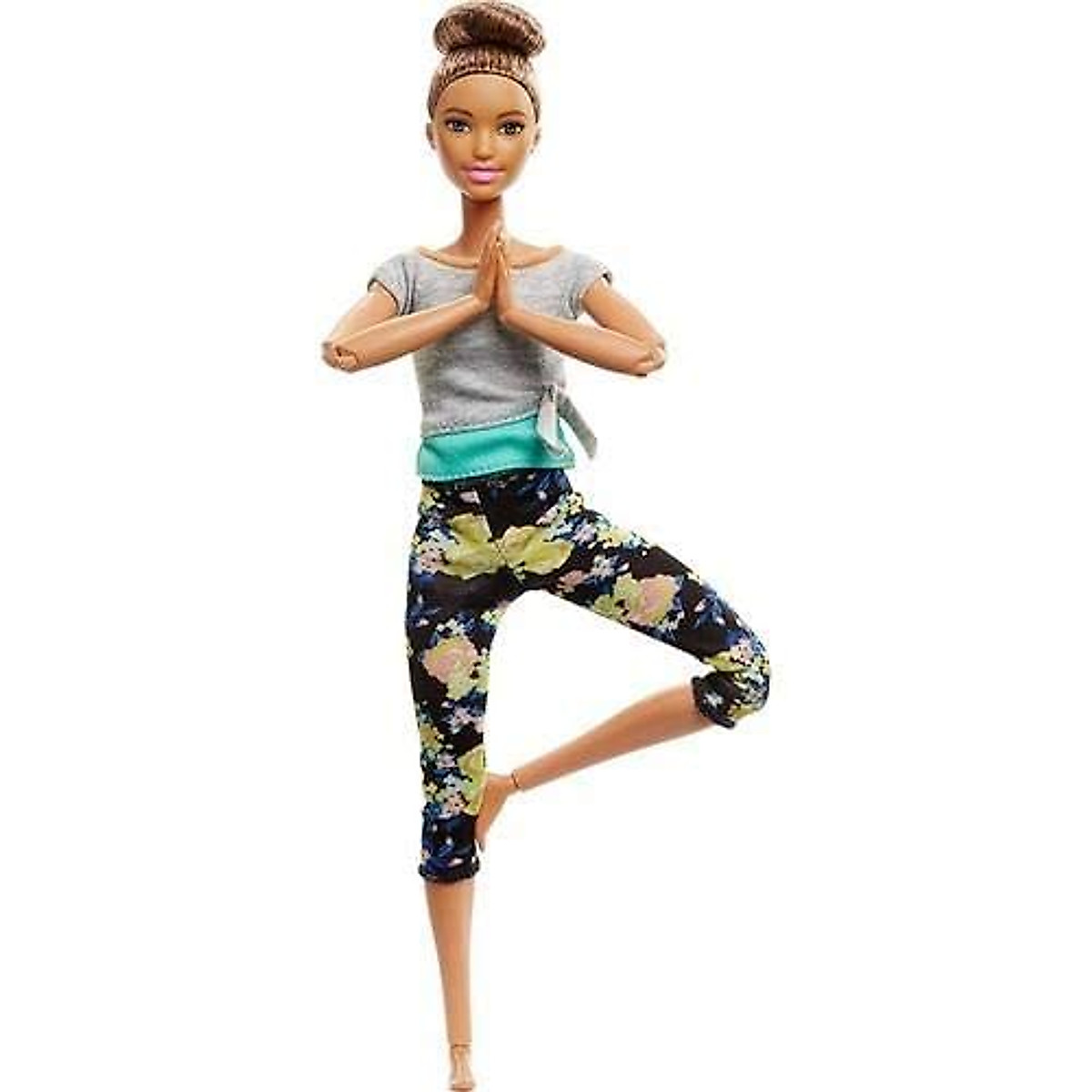 Barbie Made to Move Dolls with 22 Joints and Yoga Clothes, Floral, Blue