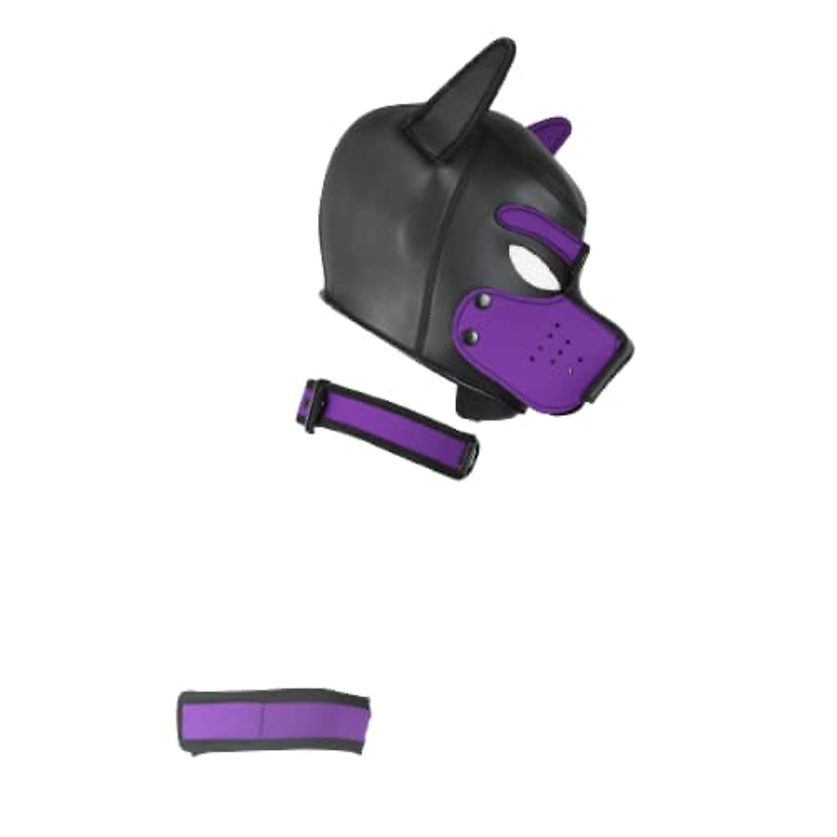 XL Neoprene Pup Hood,Pup Hood,Puppy Mask Adult,Pup Play Mask for Men Women,Neoprene Dog Mask with Collar&Armband (Purple, XL)