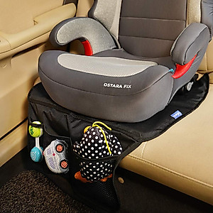 INFANZIA Kids Car Seat Protector, Child Baby Carseat Seat Protectors with Durable 600D Fabric for Leather Seats, Reinforced Non-Slip Dots & 3 Mesh Pockets for Handy Storage, 2 Pack