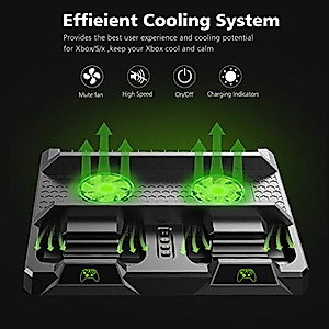 OIVO Cooling Stand for Xbox One/S/X, 2 Cooling Fan, Dual Controller Charging Dock Station with LED Indicators and 15 Game Slots for Xbox One/S/X