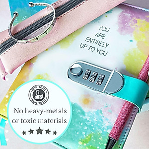 Life is a Doodle Diary with Lock For Girls- Girls Journal Gift Set Includes: Leather Notebook Journal with Lock, Travel Pencil Case, Love Cuff, Writing Pen - Trendy Journal For Teen Girls & Kids