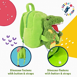 Pet Plush Dinosaur Stuffed Animal Backpack for Boys & Girls 3 - 4 - 5 Years Old w/ Removable T Rex Plush Toy - Backpack Dinosaur - Dinosaur Toys for Kids 3-5 w/ Dino Plushie Kid Animal Backpack (Green