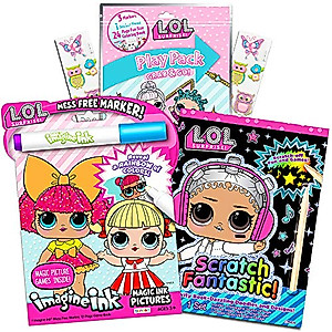 LOL Surprise Coloring and Activity Set Bundle Kids Toddlers -- LOL Surprise Mess-Free Coloring Book with Magic Pen, Scratch Art Book, Mini Coloring Book, and Owl Stickers (LOL Surprise Party Supplies)