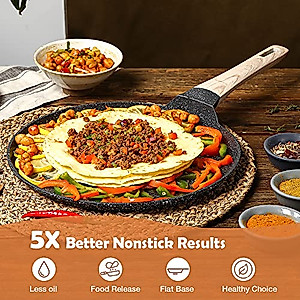 CAROTE Granite Non Stick Flat Roti Tava, Induction Base Swiss Coated Dosa Pan, Tawa (Black, PFOA Free, 28cm, 5-ply, 4mm Coating)