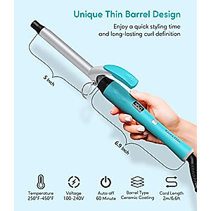 Terviiix 3/4'' Small Curling Iron for Defined Tight Curls, Ceramic Curling Wand Iron for Short to Medium Hair with Keratin & Argan Oil Infused, Digital Display, Long-Lasting, Dual Voltage, with Clamp