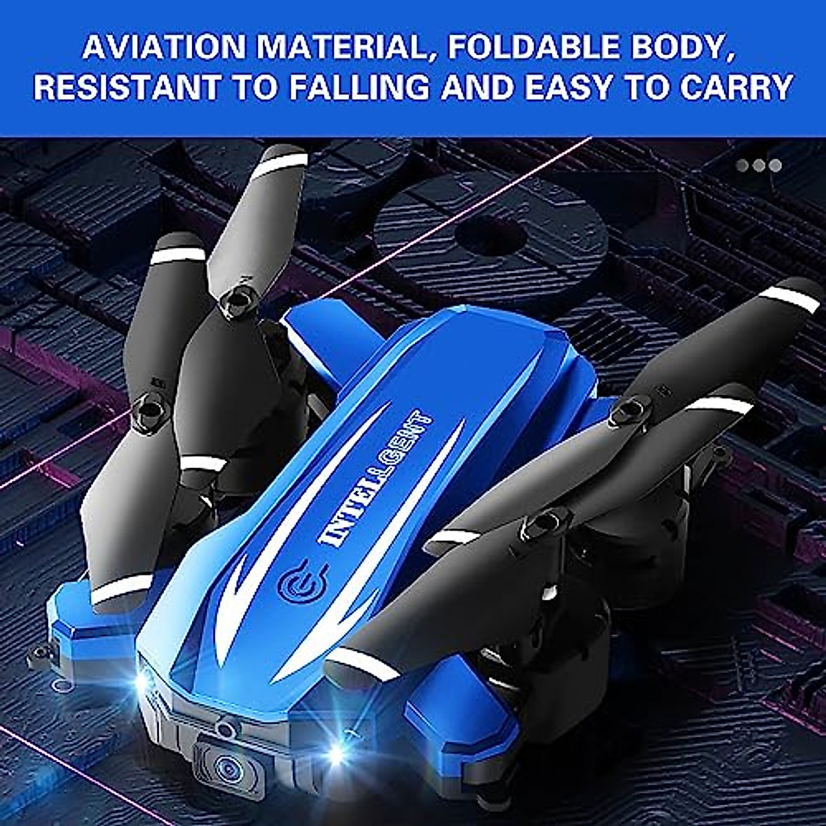 Drone with 8K Dual Camera for Adults Kids 8-12, Multi-directional Automatic Obstacle Avoidance UAV HD Aerial Photography Toy Radio-controlled Aircraft Quadcopter, Gesture Photo/Video (Blue)