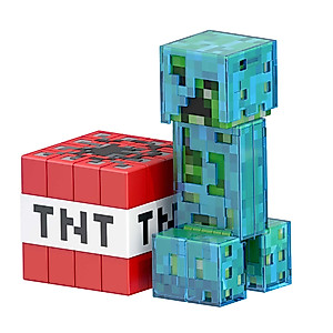 Mattel Minecraft Diamond Level Creeper Action Figure & Die-Cast Accessories, Collectible Toy Inspired by Video Game, 5.5 inch