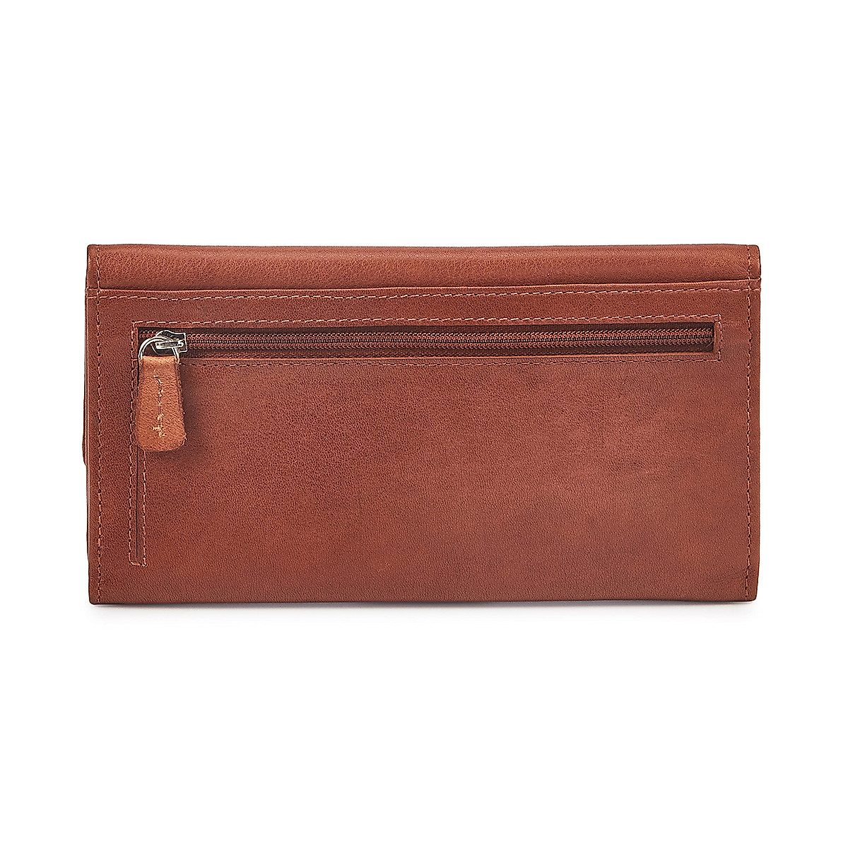 Zinda Genuine Leathers Women’s Wallet Purse Long Trifold Flap Over RFID Protection (Tan)