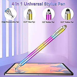 Universal Stylus Pens, Honiha High Precise Disc Stylus Pens for Touch Screens 4 in 1 Touch Screen Pen Capacitive Stylus Compatible with iPad, iPhone, Samsung, Android, Microsoft Tablets- Rainbow