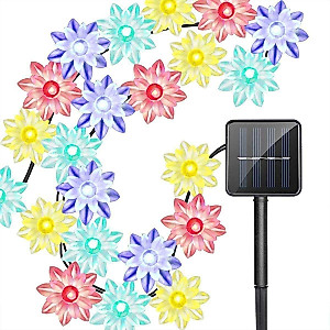 Solar String Lights Outdoor,MUEQU Waterproof 21ft 50 LED Lotus Flower Light Solar Decoration Fairy Lights for Gardens, Homes, Wedding, Christmas Party and Holiday Decoration (Multicolor)