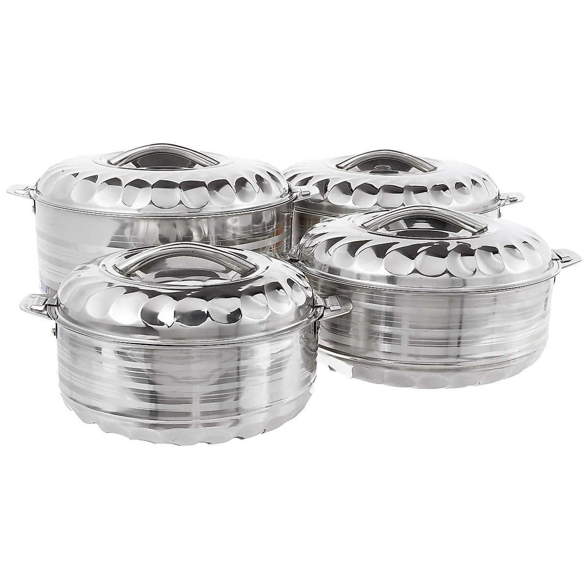 Vinod 4-Piece Insulated Casserole Food Warmer/Cooler Hot Pot Gift Set, 4000mL+5000mL+7500mL+10000mL, Stainless Steel