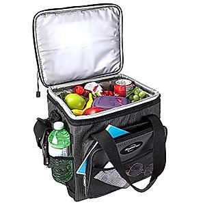Koolatron Thermoelectric Iceless 12V Cooler Bag, 14 qt (13 L) Black/Gray Soft-Sided Portable Car Fridge w/DC Power Cord, Adjustable Shoulder Strap, Cord Storage, Travel Fishing Trucking Road Trip
