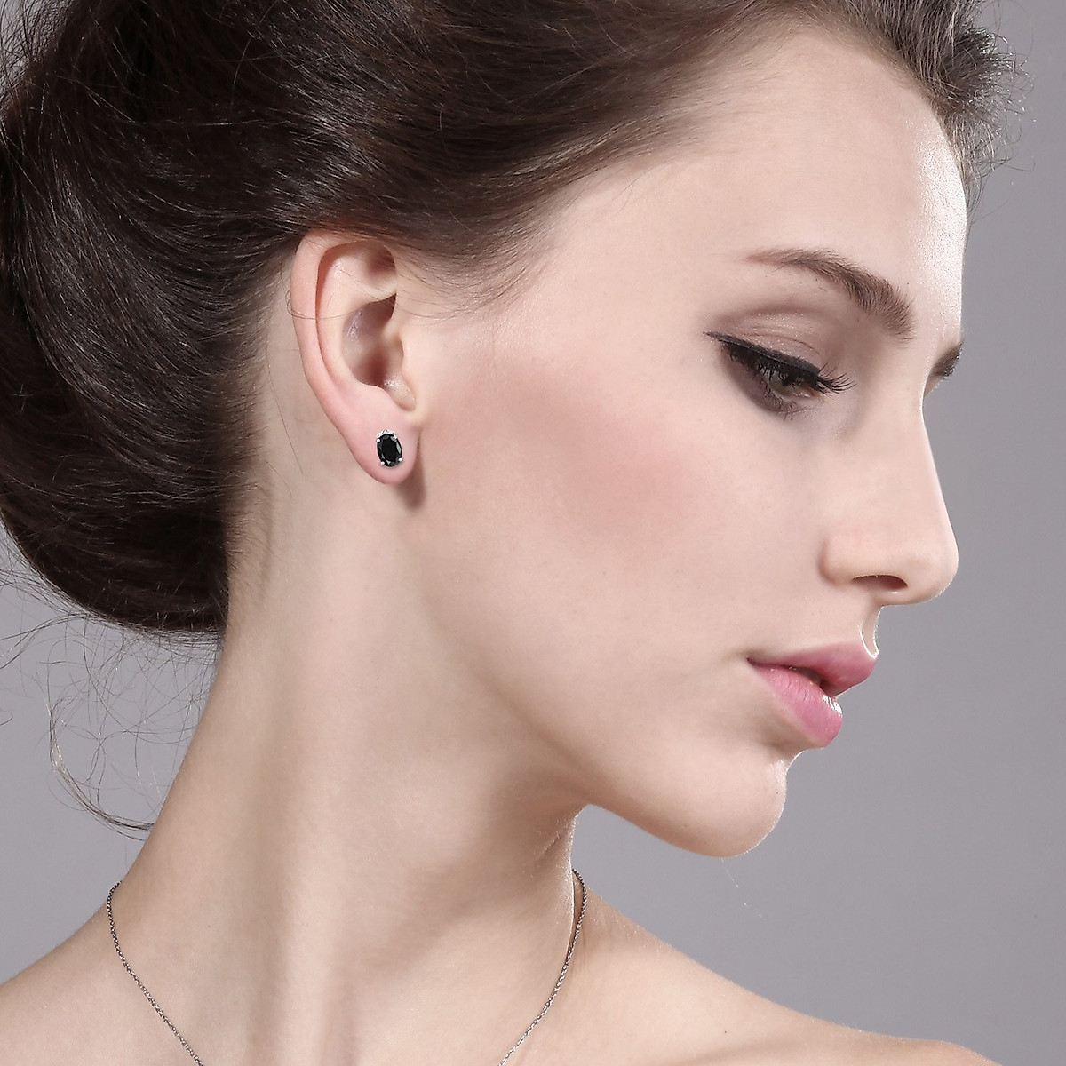 Gem Stone King Solid 10K Gold 7X5MM Oval Gemstone Birthstone and White Diamond Earrings | Gold Earrings For Women