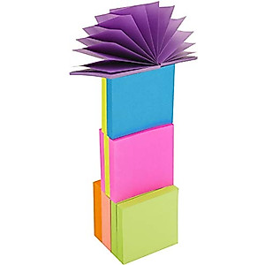4A Sticky Pop-up Notes,3 x 3 Inches,Neon Assorted,Self-Stick Notes,100 Sheets/Pad,12 Pads/Pack,4A 303x12-N-Z