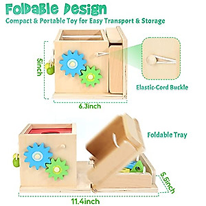 Kizfarm Wooden Montessori Baby Toys, 8-in-1 Wooden Play Kit Includes Object Permanent Box, Coin Box, Carrot Harvest, Shape Sorting & Stacking - Christmas Birthday Gift for Boys Girls Toddlers