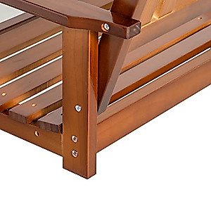 Outsunny 2 Person Front Porch Swing, Hanging Patio Swing, Outdoor Swing Bench with Pine Wood Frame and Hanging Chains for Garden and Yard, 550 lbs Weight Capacity