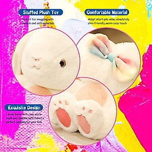 Prefilled Jumbo Easter Eggs with 9.8 inch White Easter Plush Bunny Stuffed Animal Easter Gifts for Kids Boys Girls, Easter Basket Stuffers/Fillers, Easter Egg Hunt, Easter Party Favor