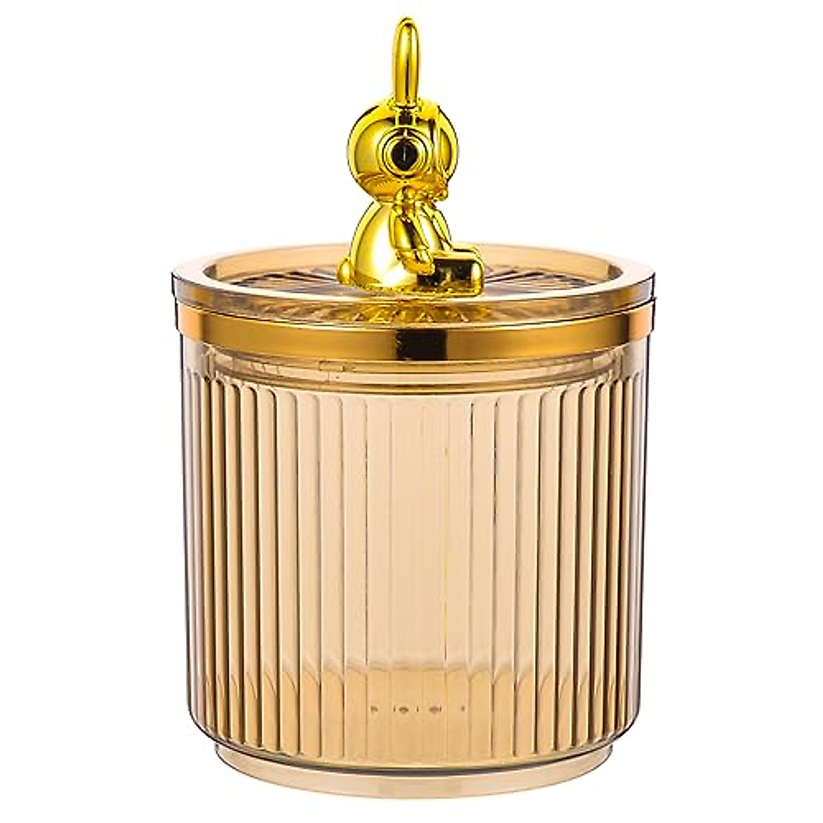 Garneck 2pcs space bunny storage tank cotton round holder medicine bottles with caps round vanity tray candy dish covered candy bowl bathroom canister acrylic canister clear acrylic jar