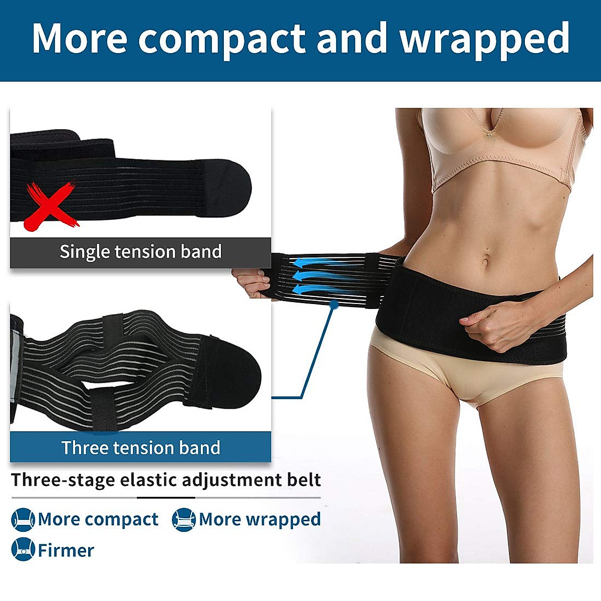 SUNFATT Plus-Size Back Support for Women,Back Support Belt for Women,55" Back Brace for Lower Back Pain Women,Lower Back and Sciatica Pain Relief Devices,Sacroiliac Belt Suit for 43-57" Hip. Black