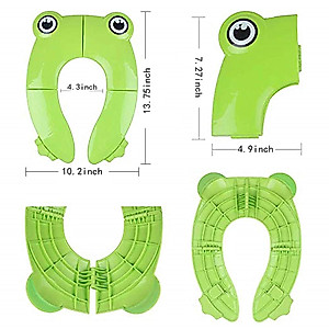 Portable Potty Training Seat Folding Travel Potty Toilet Seat with Non Slip Silicone Pads for Toddler Baby Boys Girls (Green)