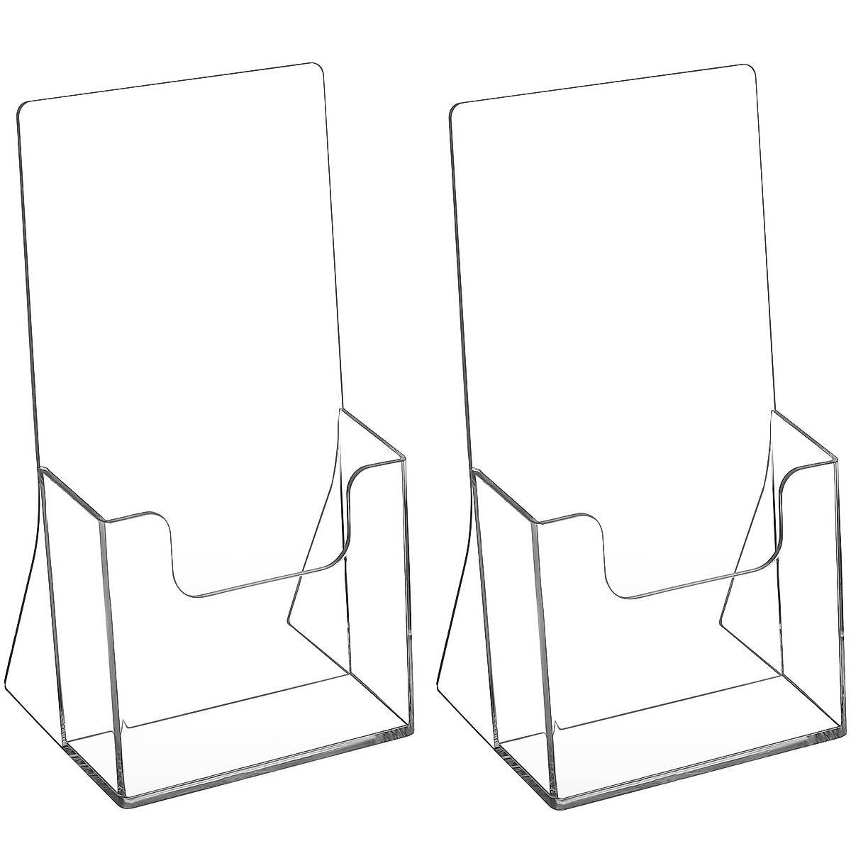 MaxGear Acrylic Brochure Holder 4 inch, Plastic Brochure Holders Clear Countertop Acrylic Literature Holder Flyer Trifold Holder Plastic Display Stand For Pamphlet, Booklet, Magazine, Menu, 2 Pack