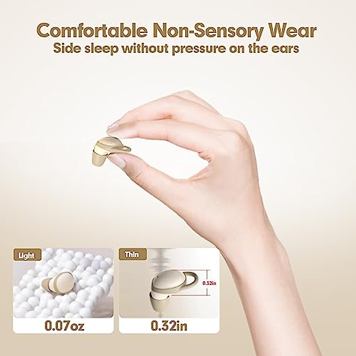Sleep Earbuds for Side Sleepers Invisible Earbuds Wireless Bluetooth 5.2 Quiet-Comfort Noise Cancelling Earbuds for Sleep Smallest Soft Tiny Ear Buds for Sleeping Bluetooth Hidden Headphones for Work