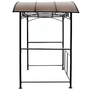 8x5ft Grill Gazebo,Outdoor Patio Canopy, BBQ Gazebo Shelter with Steel Hardtop and Side Shelves,Iron Grill Gazebo Canopy w/Bar Counters for Family Parties Outdoor Activities,UV Protection,Waterproof