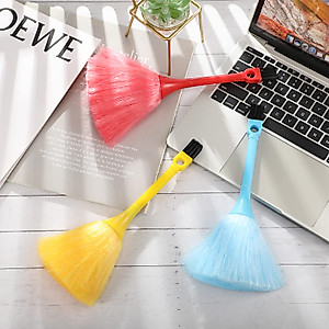 3 Pack Fluffy Microfiber Delicate Kitchen Duster Anti Static Laptop Keyboard Brush Mini Microfiber Duster Small Dusting Wand Multifunction Screen Brush for Electronic Equipment, Blue, Yellow, Red