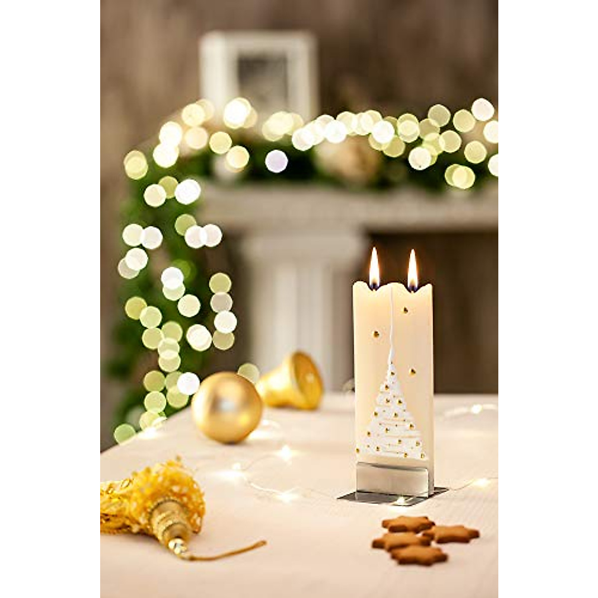 Flatyz Candles Winter Birds White Candle - Flat, Decorative, Hand Painted Candle Gifts for Women or Men - 6 inches