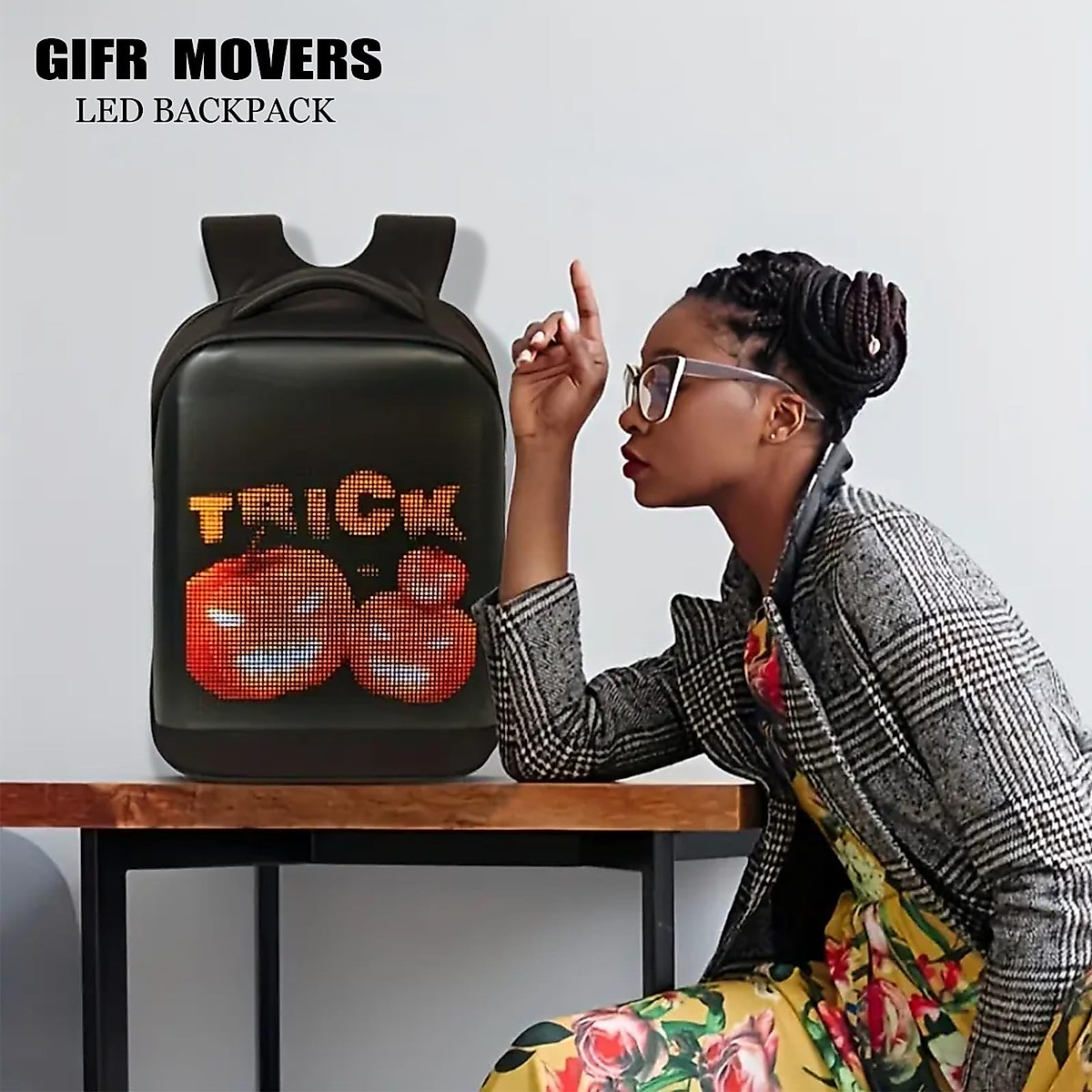 GIFR MOVERS LED Backpack， Full Color Screen And Programmable DIY，24L Capacity，Men And Women Travel Laptop Backpack， Need Mobile Power To Use