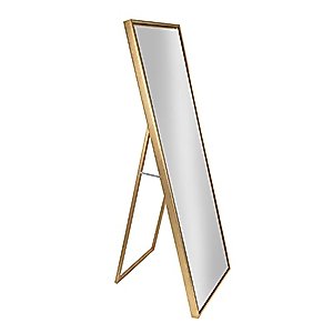 Kate and Laurel Evans Wood Framed Free Standing Floor Mirror with Easel, 18 x 58 Gold