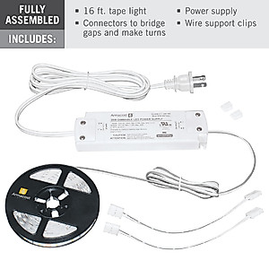 Armacost Lighting 421502 Ribbon Flex Home LED Tape Light Kit, 16 ft, AC Dimmable (3000K) 300 LED Lights